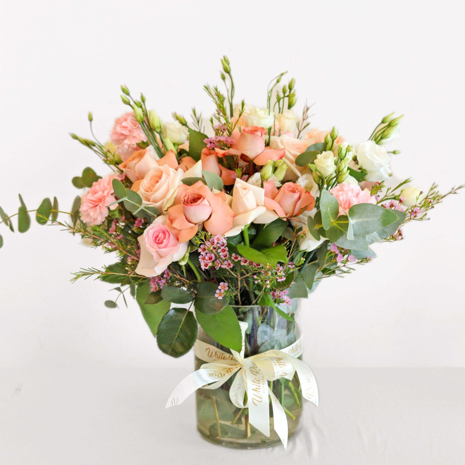 raspberry Vase - White Rose Flowers