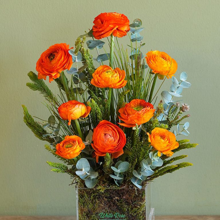 Amber Ranunculus - White Rose Flowers